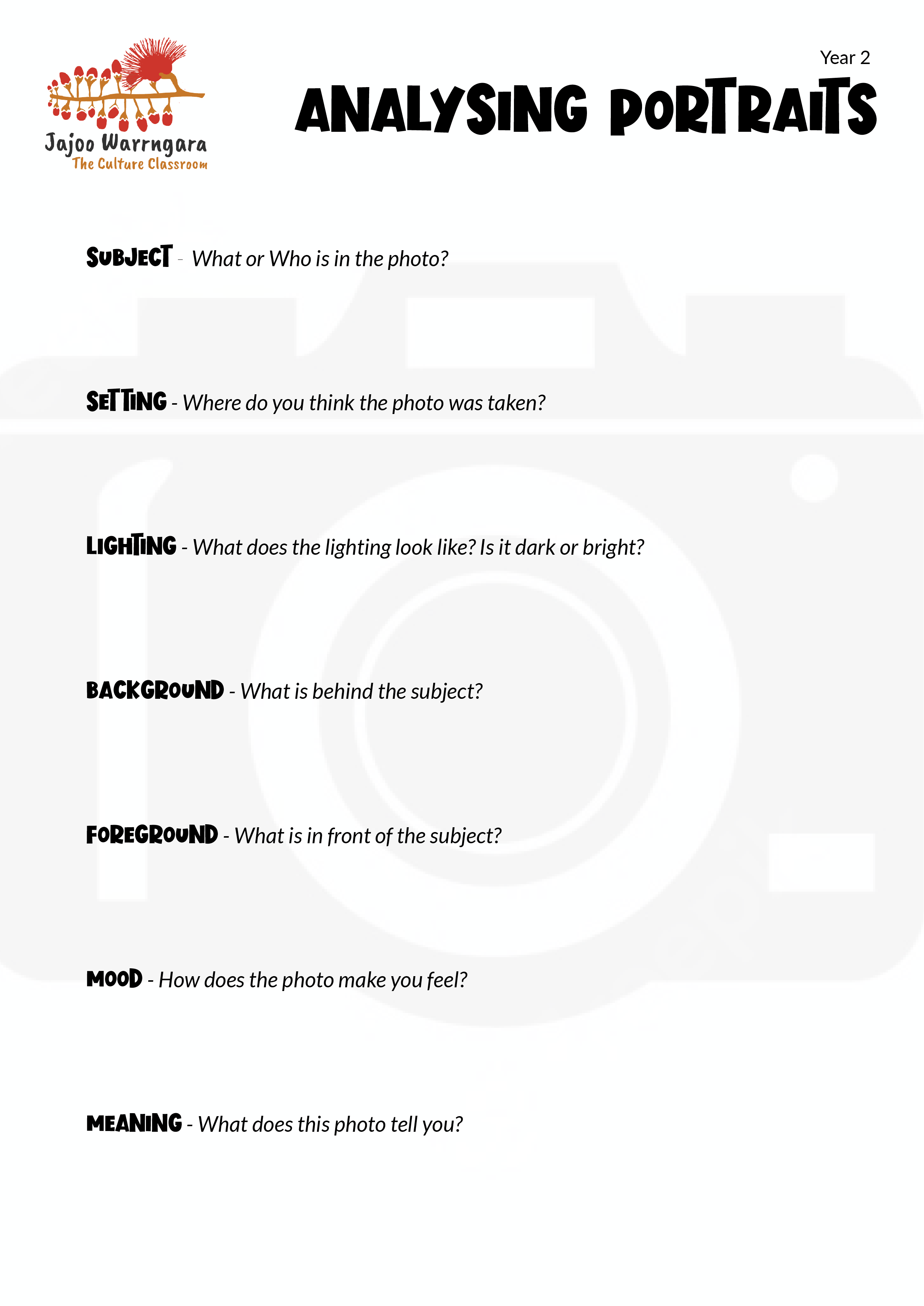 Analysing Portraits - Jajoo Warrngara