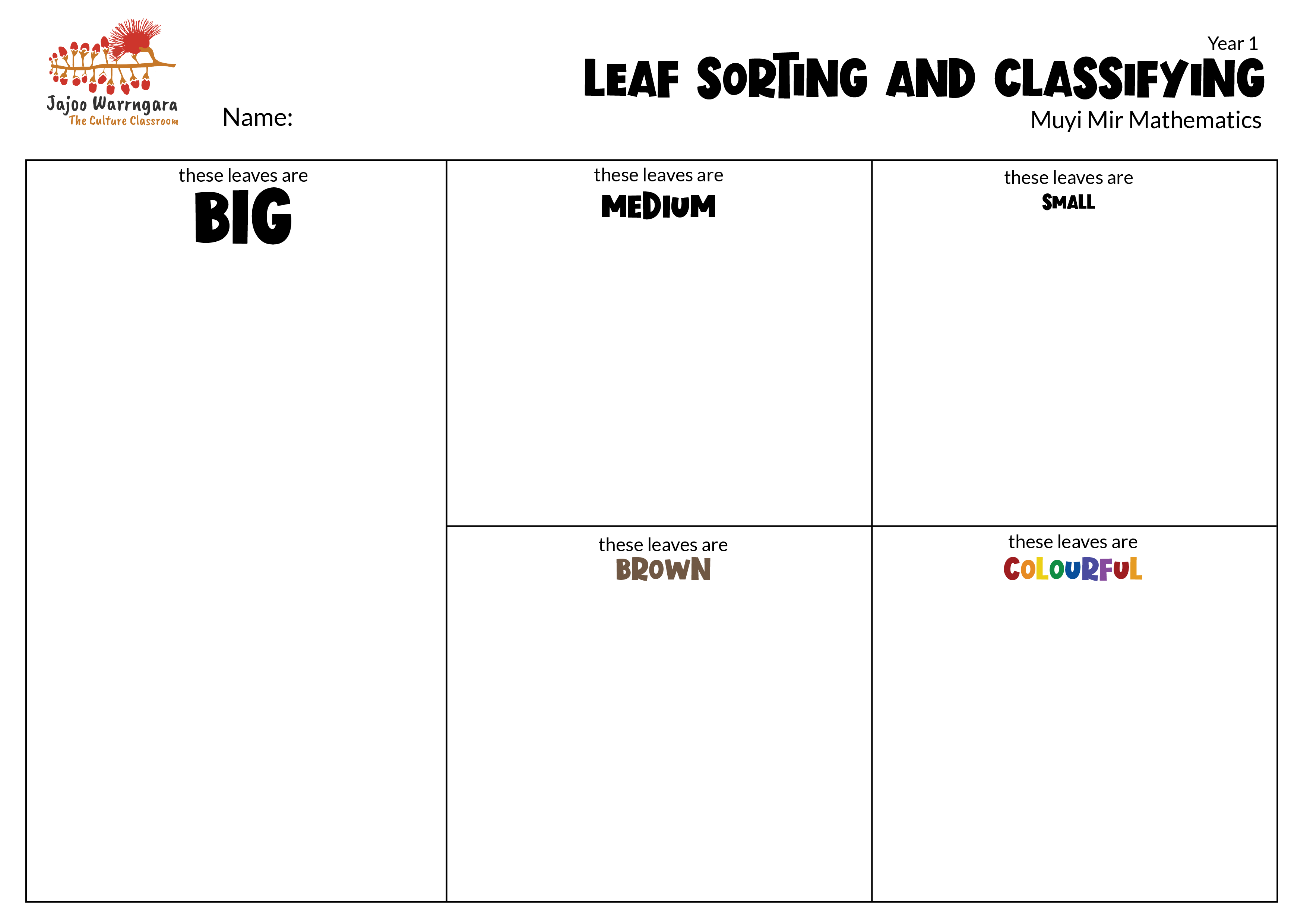 Leaf Sorting and Classifying - Jajoo Warrngara