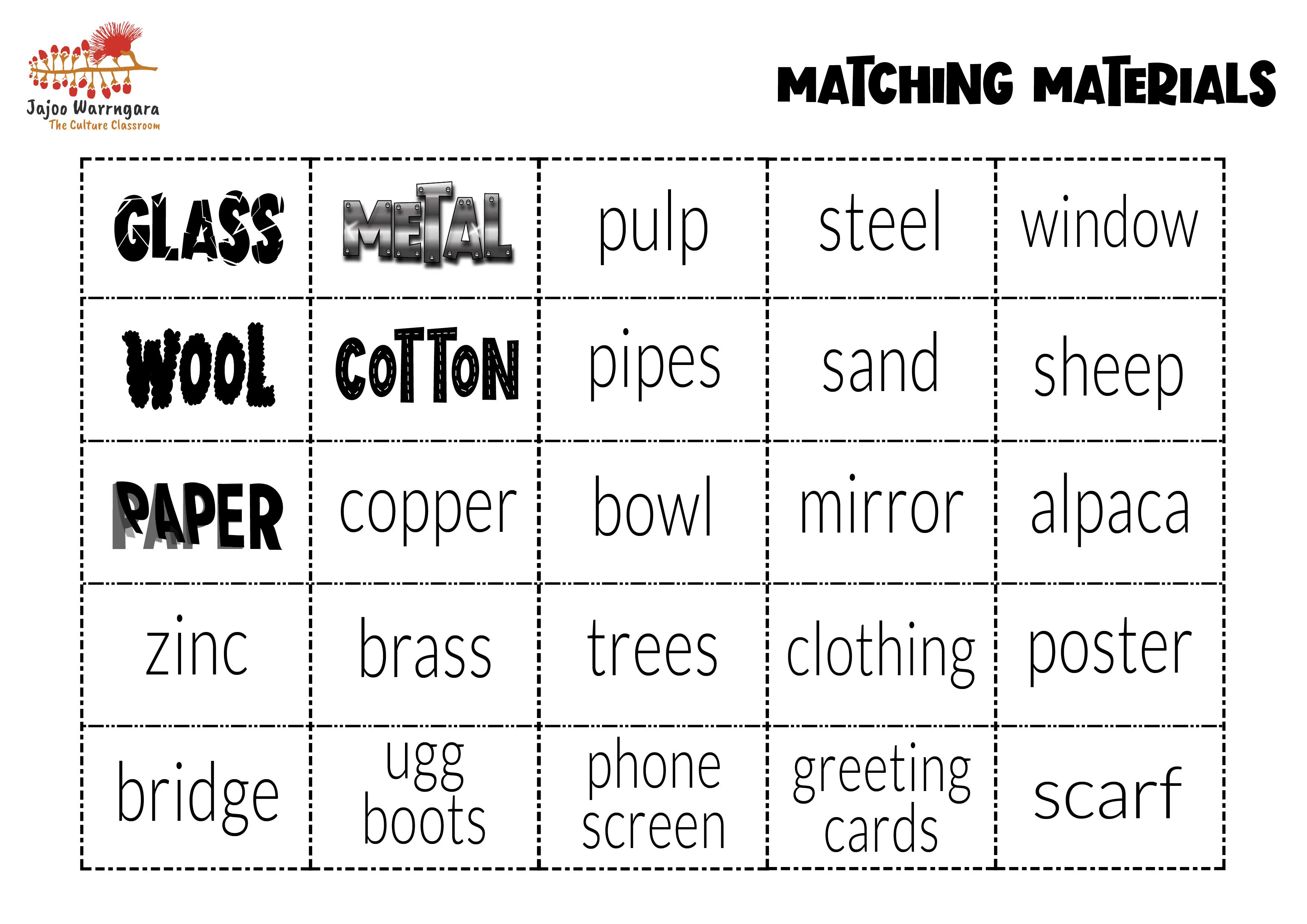 Matching Materials - Jajoo Warrngara